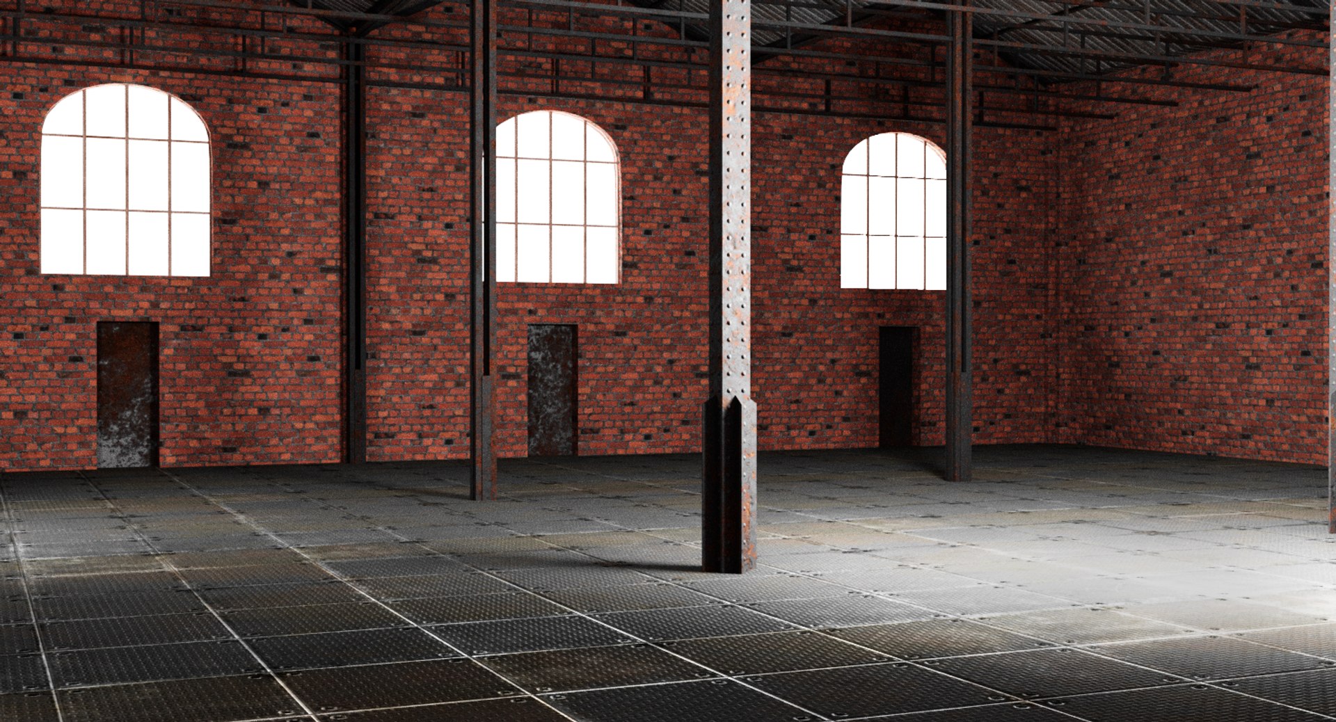 3D Model Old Brick Warehouse Interior - TurboSquid 1268905