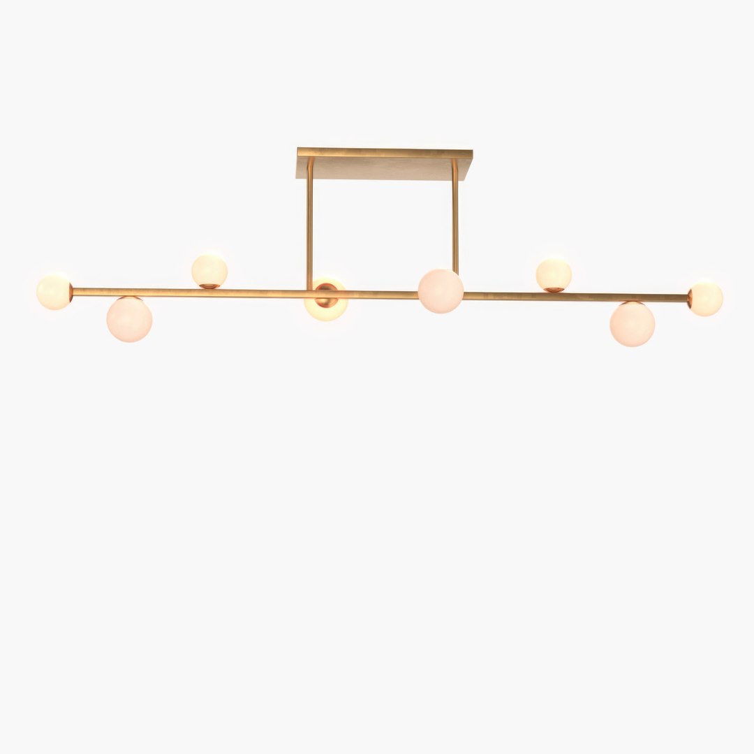 3D 8 Lights Globe Linear Chandelier Light Fixture PBR Model ...