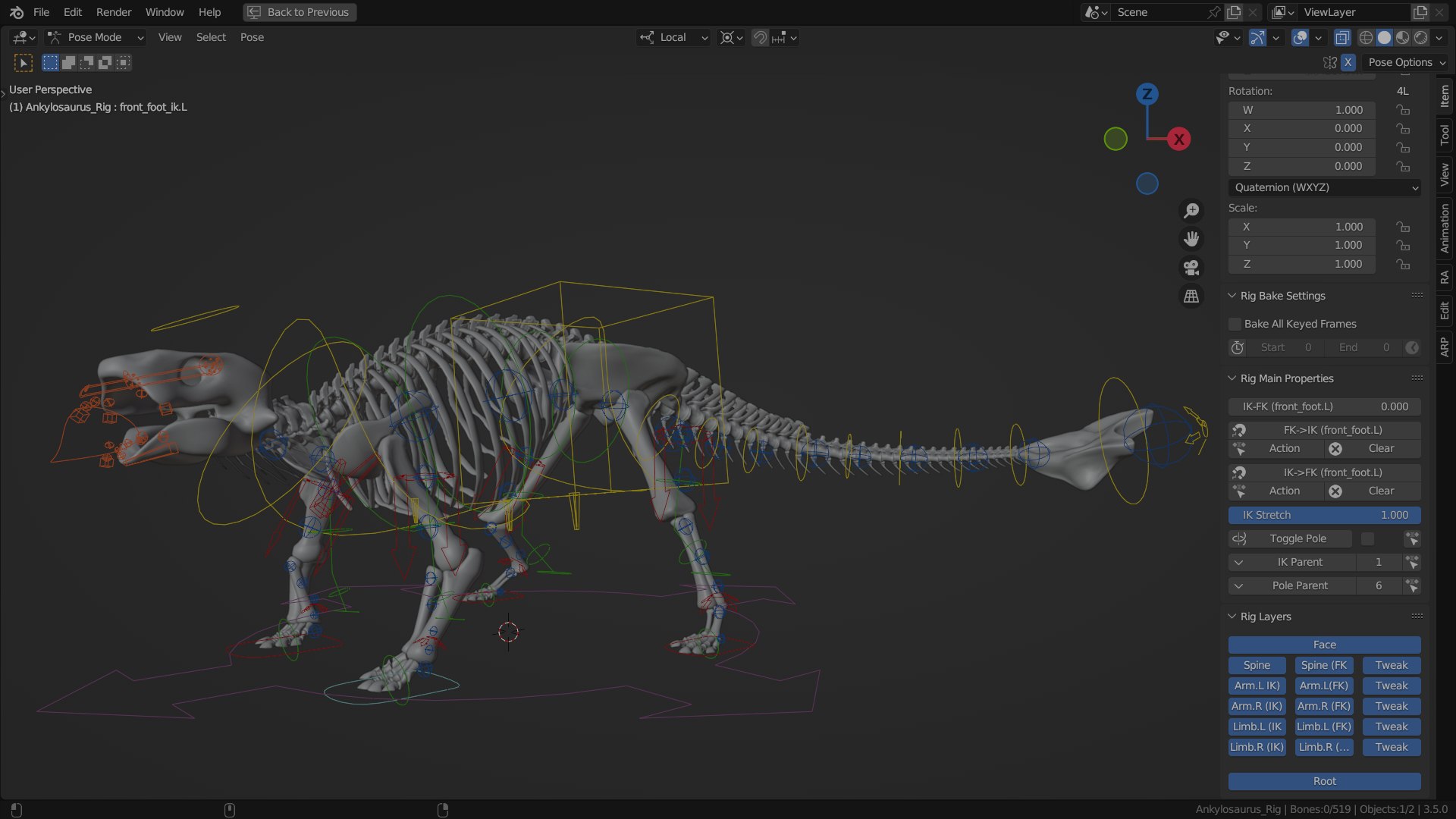 3D Ankylosaurus Rigged Skeleton model - TurboSquid 2131467