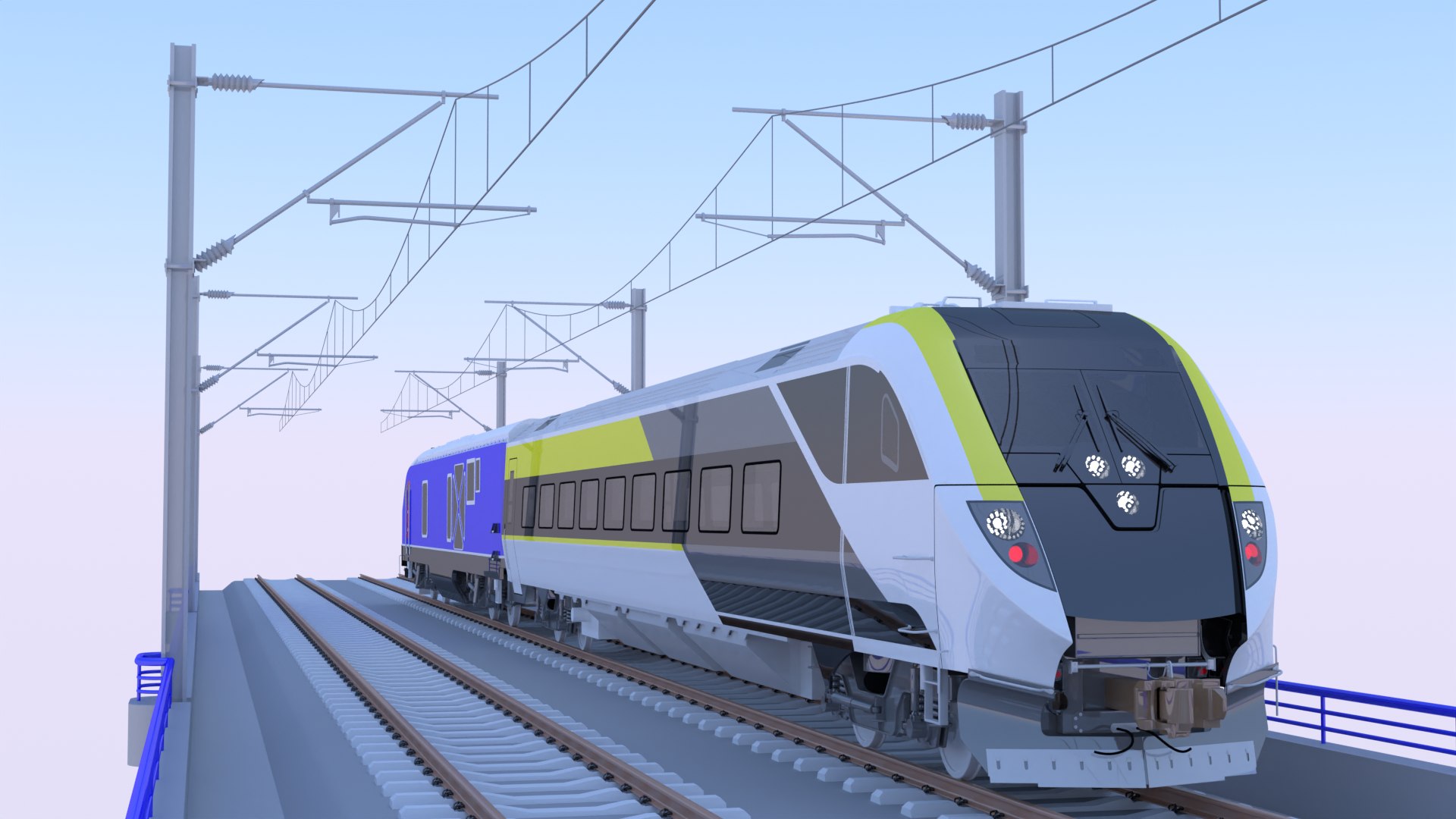 American Train On Bridge 3D Model - TurboSquid 2297005