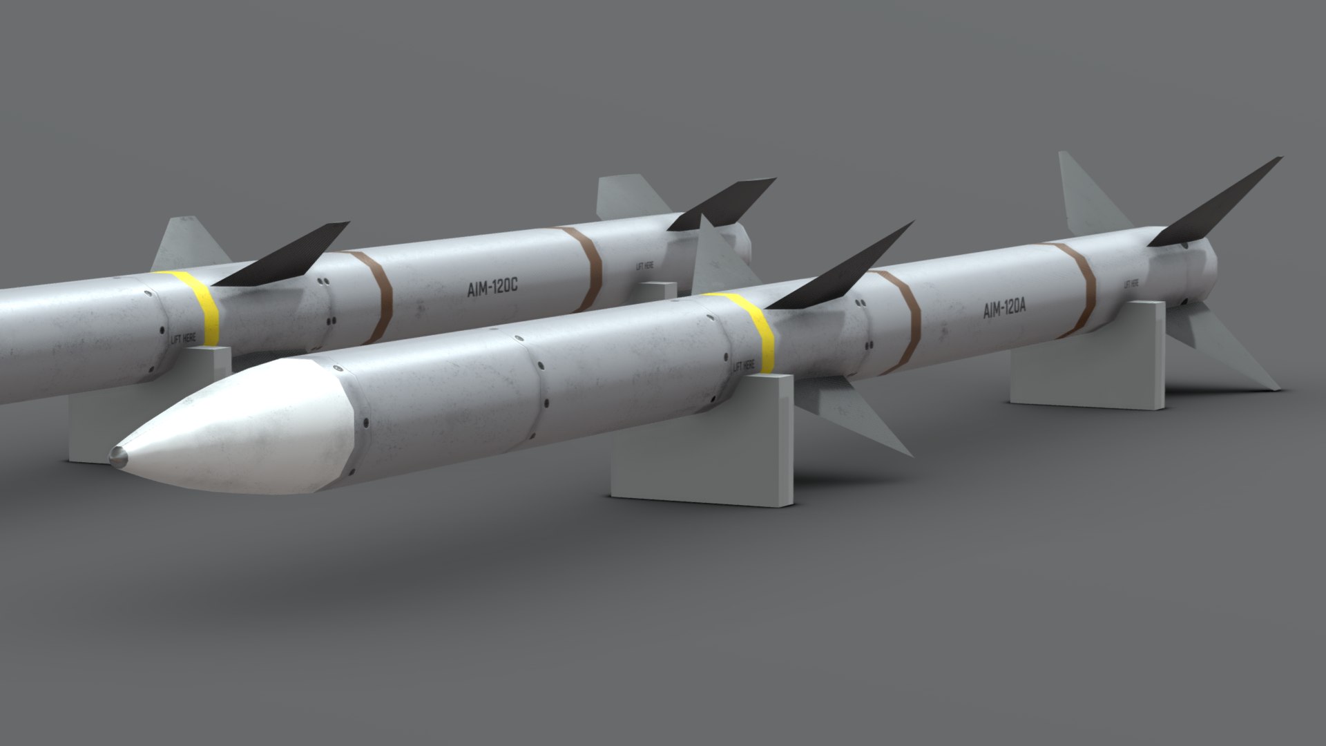 3D AIM-120A AIM-120C AMRAAM American Air To Air BVR Missile ...