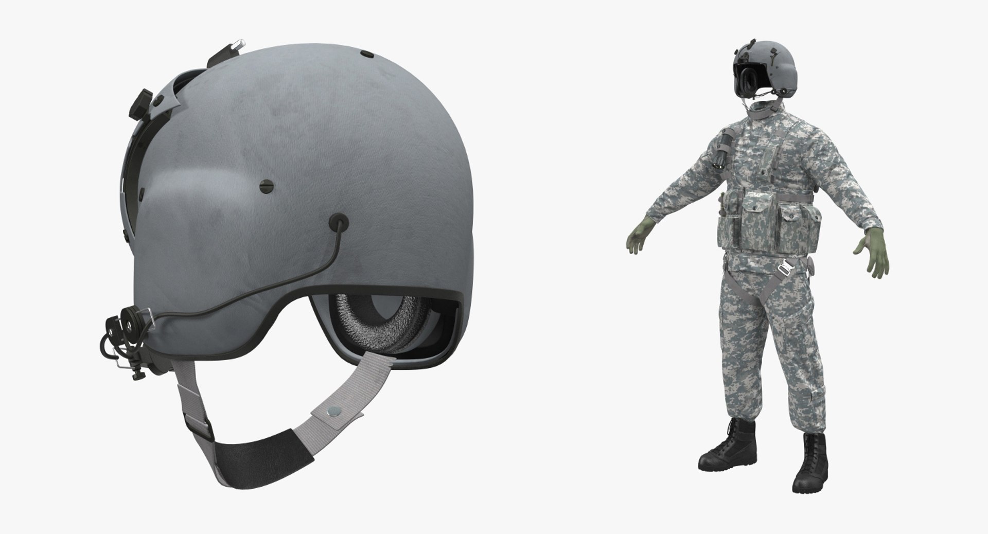 Helicopter Pilot Uniform Camo Obj