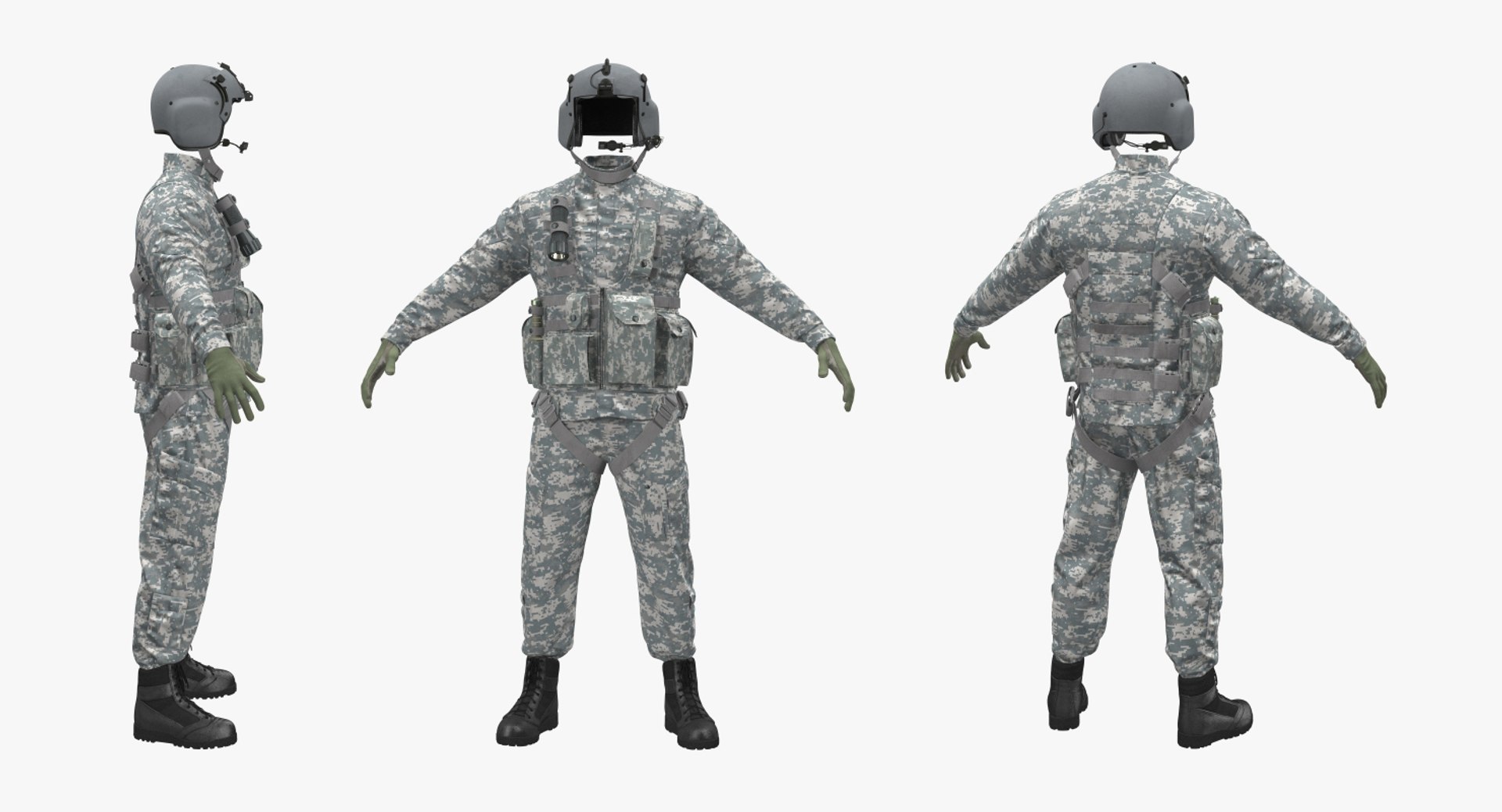 Helicopter Pilot Uniform Camo Obj