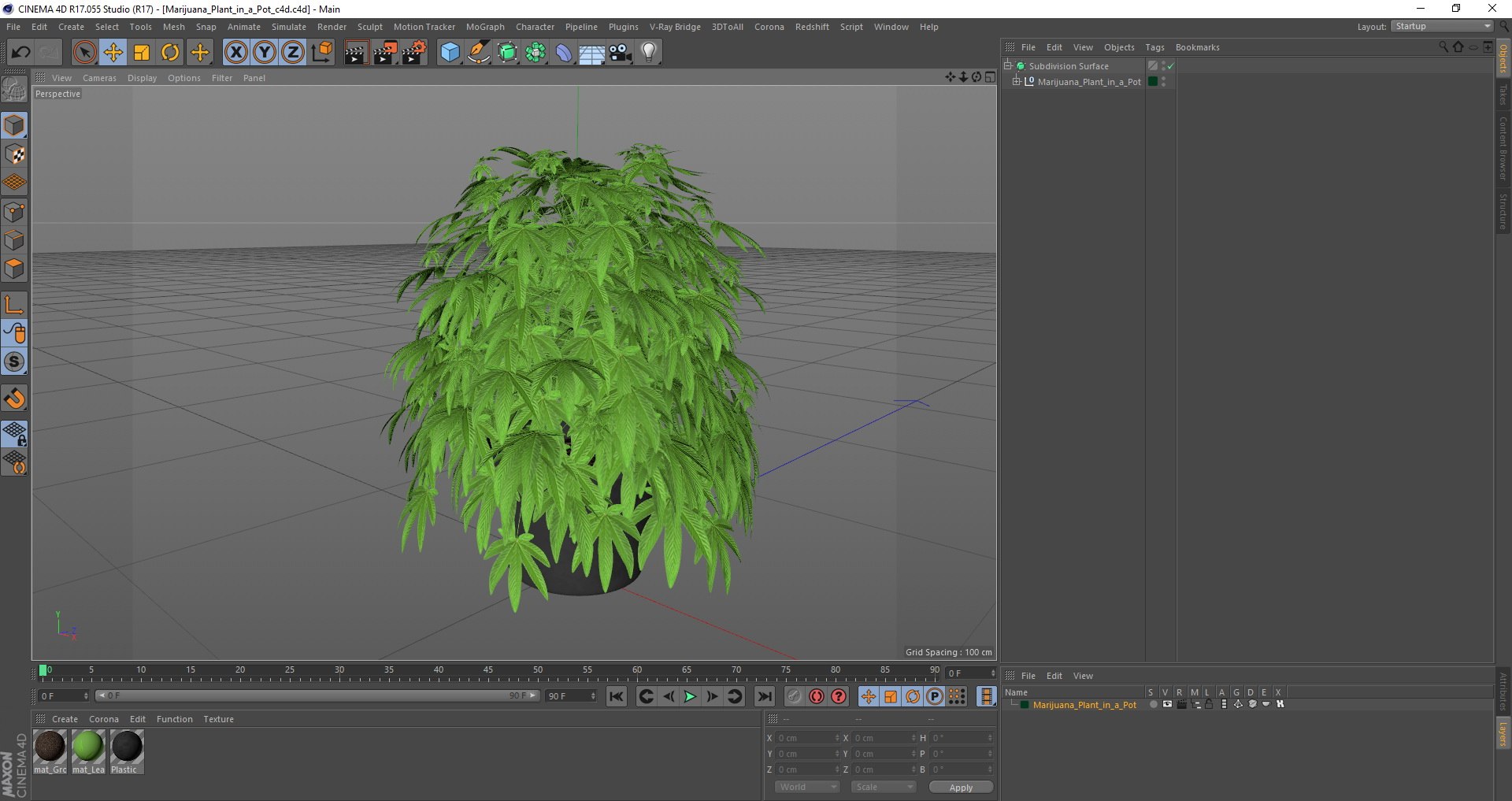 3D marijuana plant pot - TurboSquid 1511499