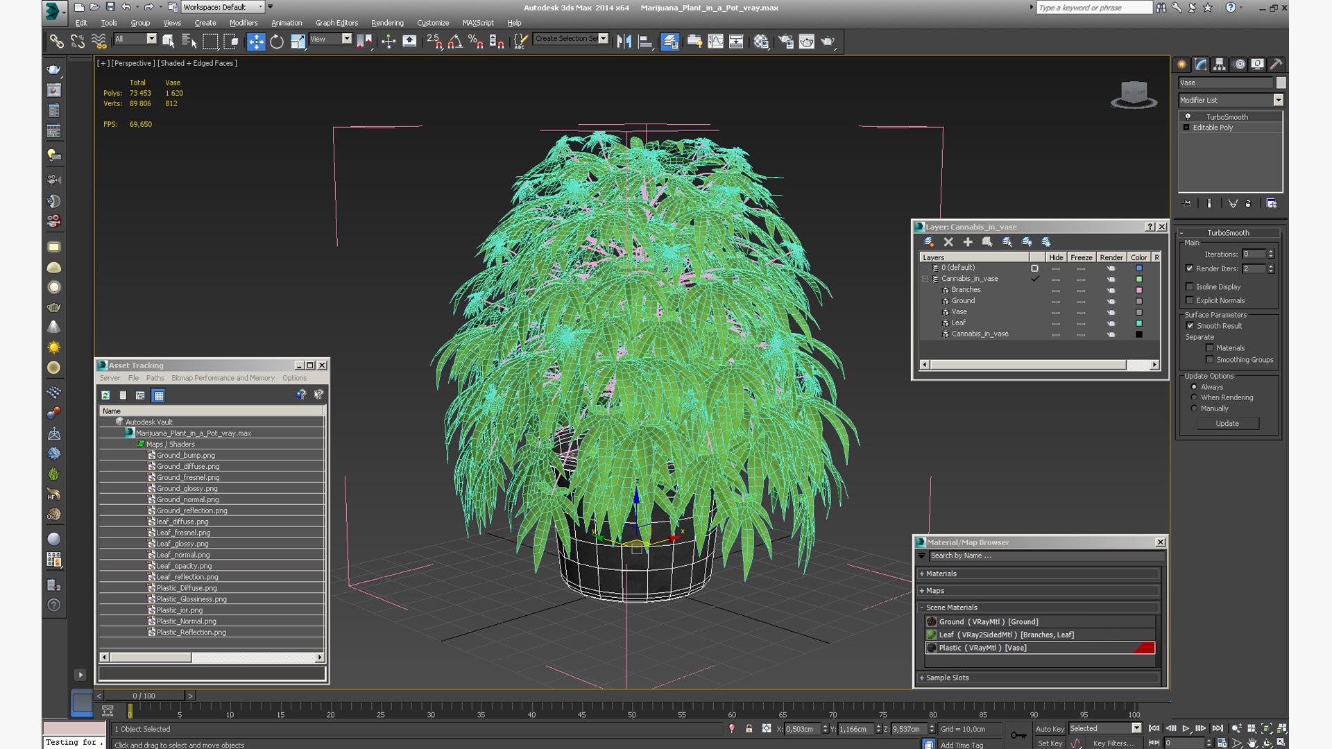 3D marijuana plant pot - TurboSquid 1511499
