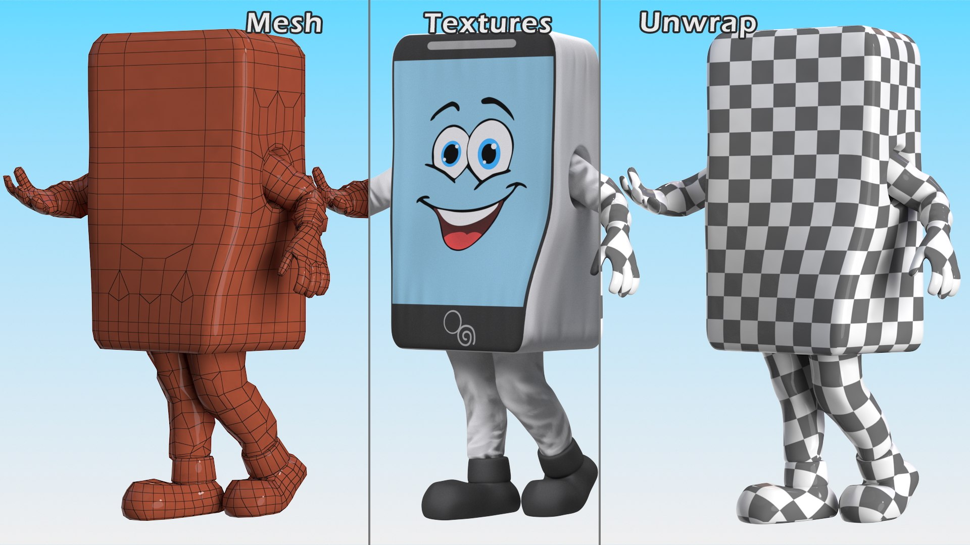 Smiling Mascot Character IPhone Walking 3D Model - TurboSquid 2073162