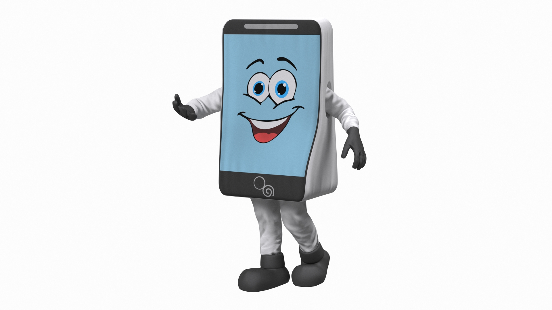 Smiling Mascot Character IPhone Walking 3D Model - TurboSquid 2073162