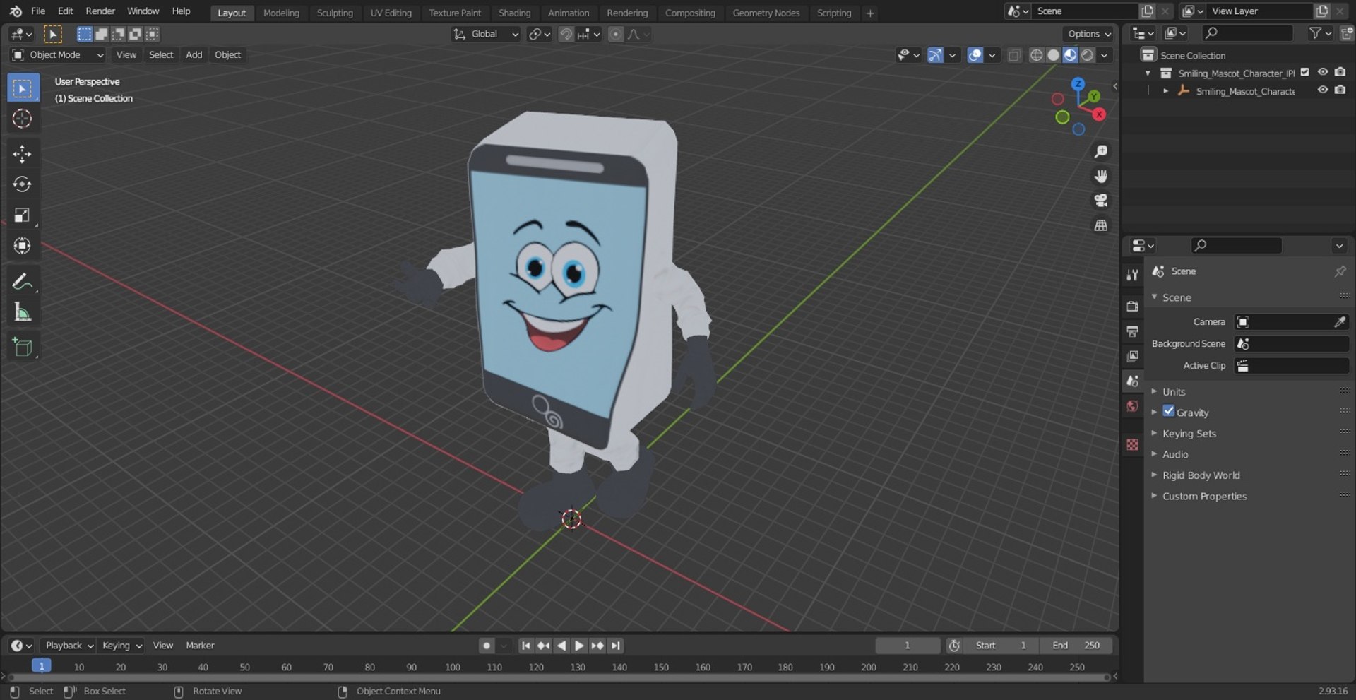 Smiling Mascot Character IPhone Walking 3D Model - TurboSquid 2073162