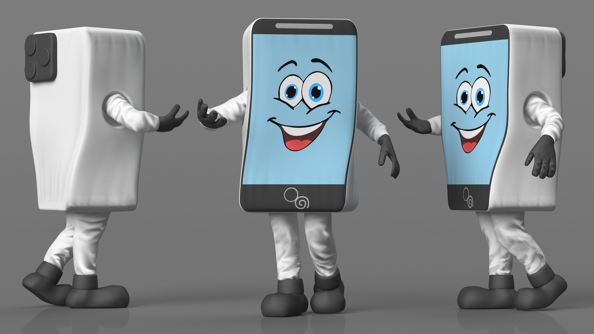 Smiling Mascot Character IPhone Walking 3D Model - TurboSquid 2073162