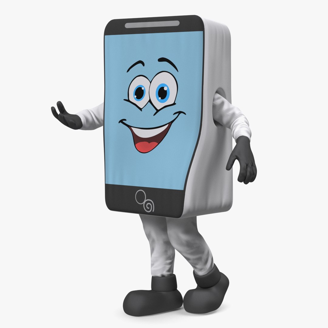 Smiling Mascot Character IPhone Walking 3D model - TurboSquid 2073162