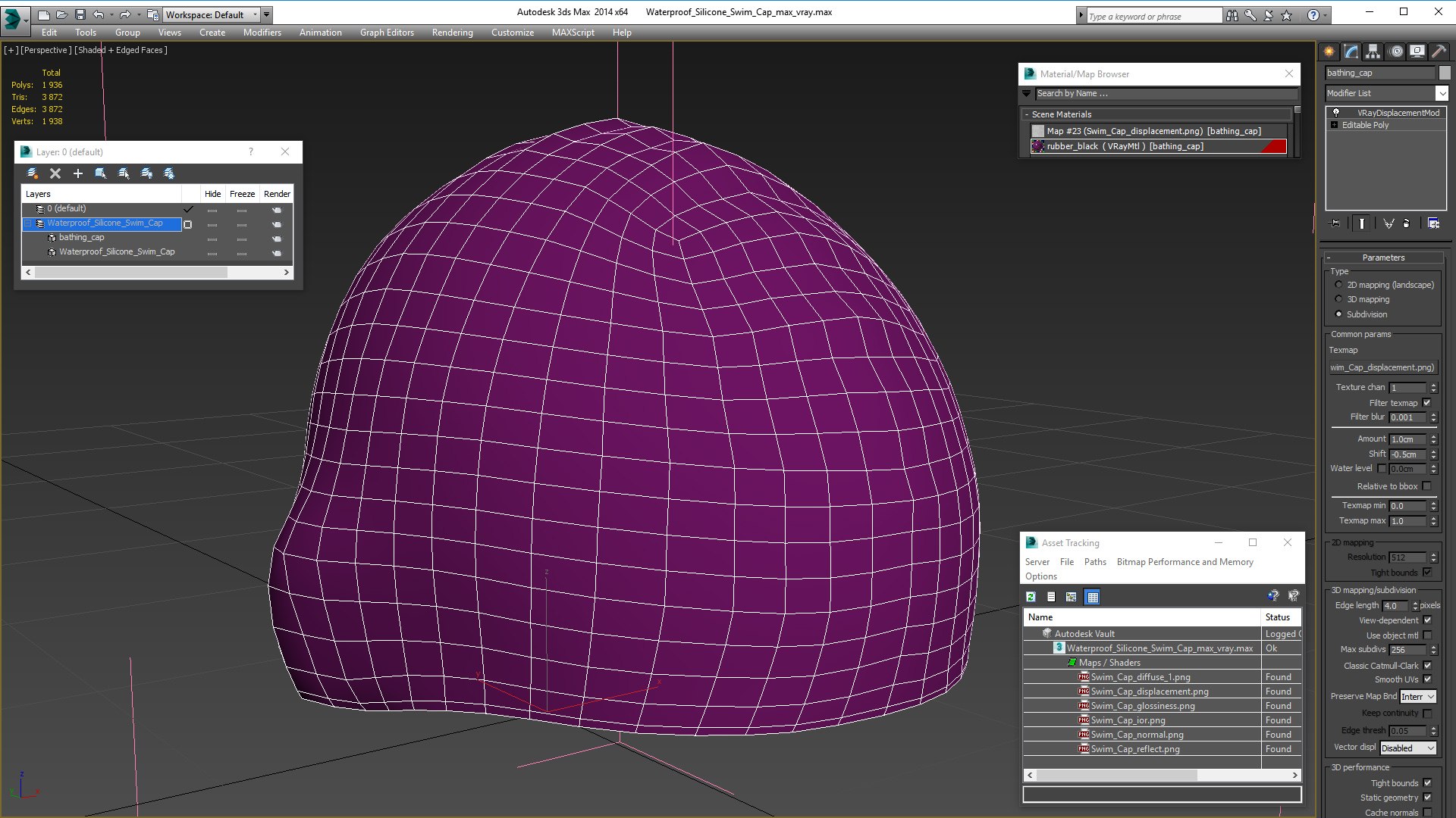 Waterproof silicone swim cap 3D model - TurboSquid 1629220