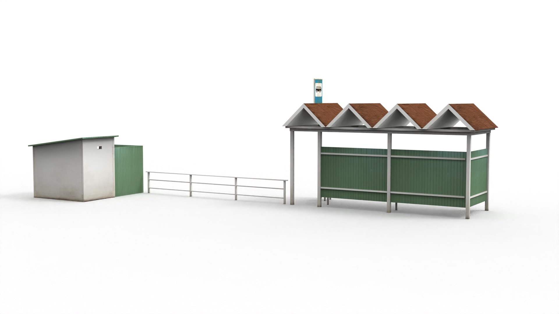 3D Roadside Bus Stop With Toilet Model - TurboSquid 1809850