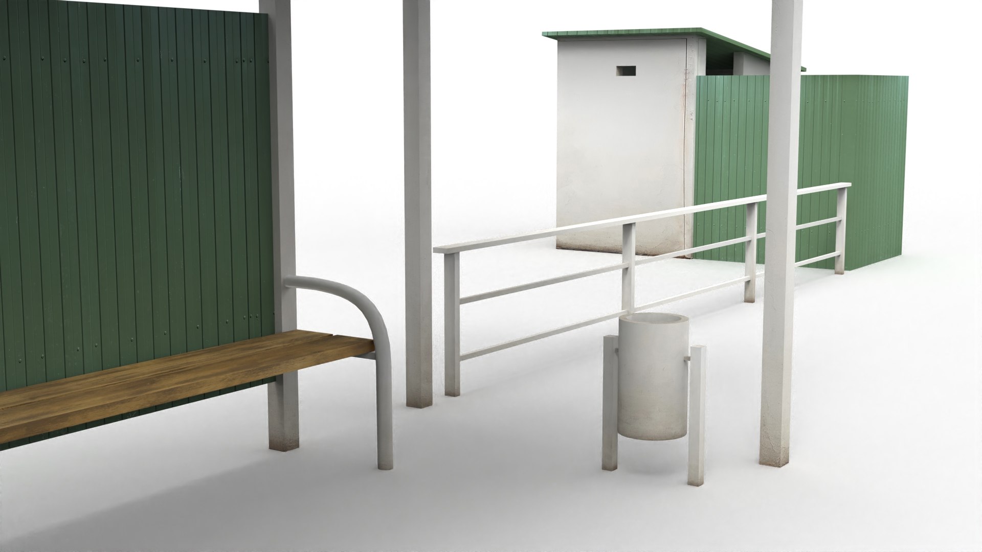3D Roadside Bus Stop With Toilet Model - TurboSquid 1809850