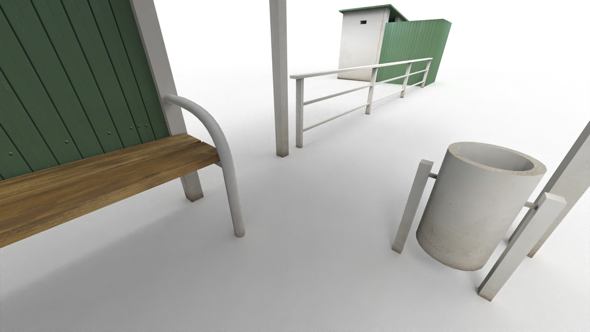 3D Roadside Bus Stop With Toilet Model - TurboSquid 1809850