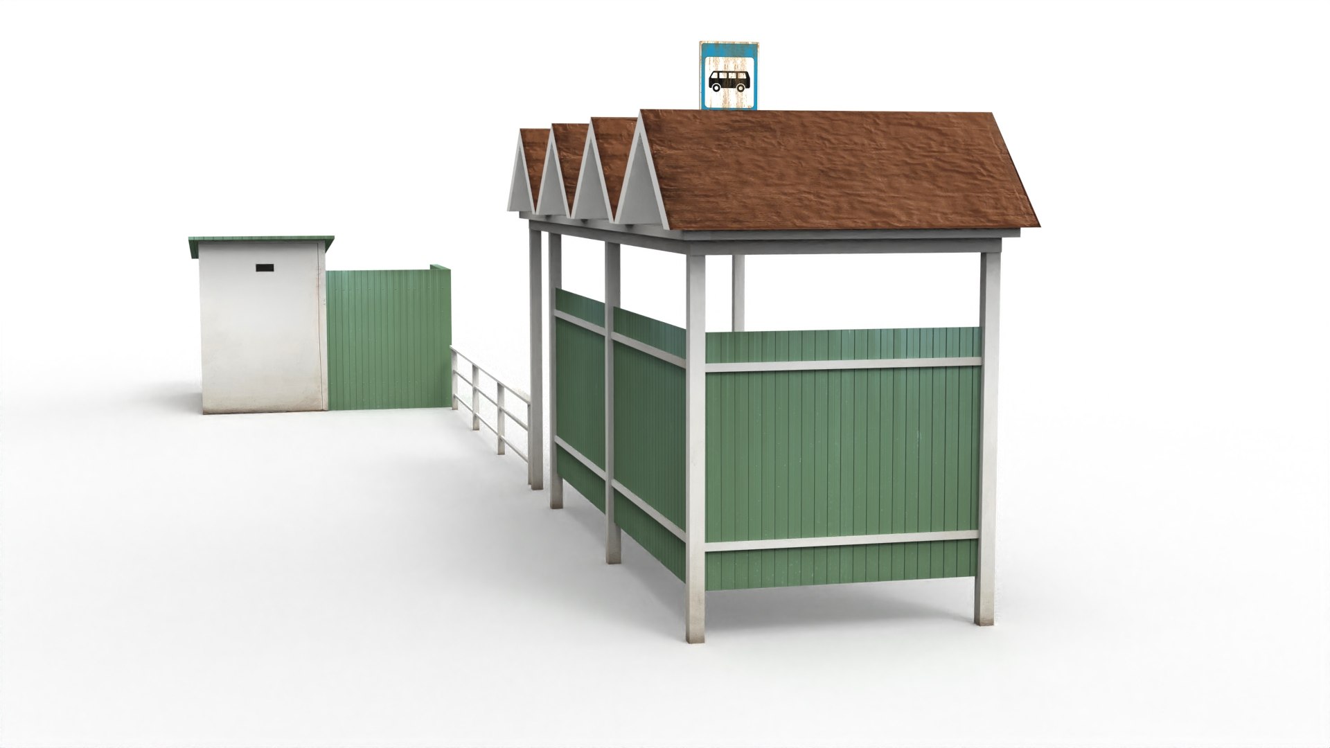 3D Roadside Bus Stop With Toilet Model - TurboSquid 1809850
