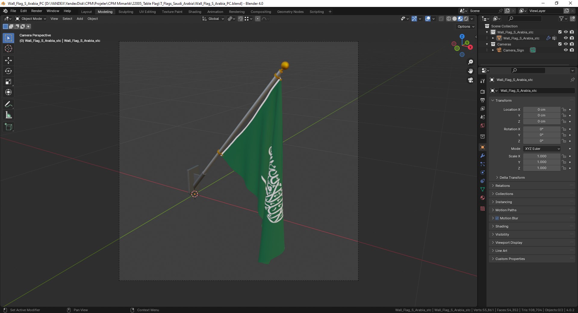 3D Wall Flag Saudi Arabia - TurboSquid 2170819