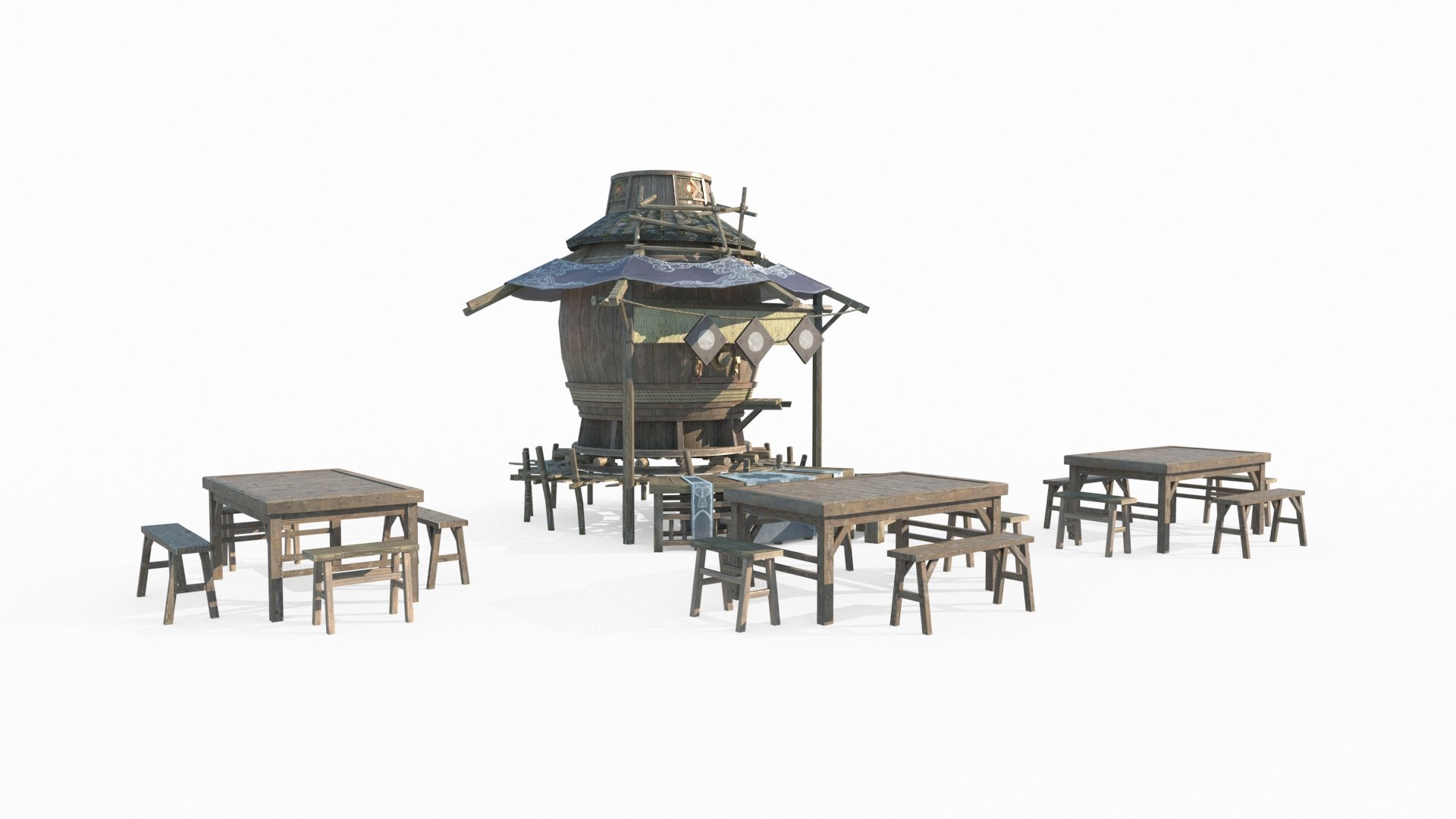 Ancient Asian Roadside Restaurant 3D Model - TurboSquid 2072027