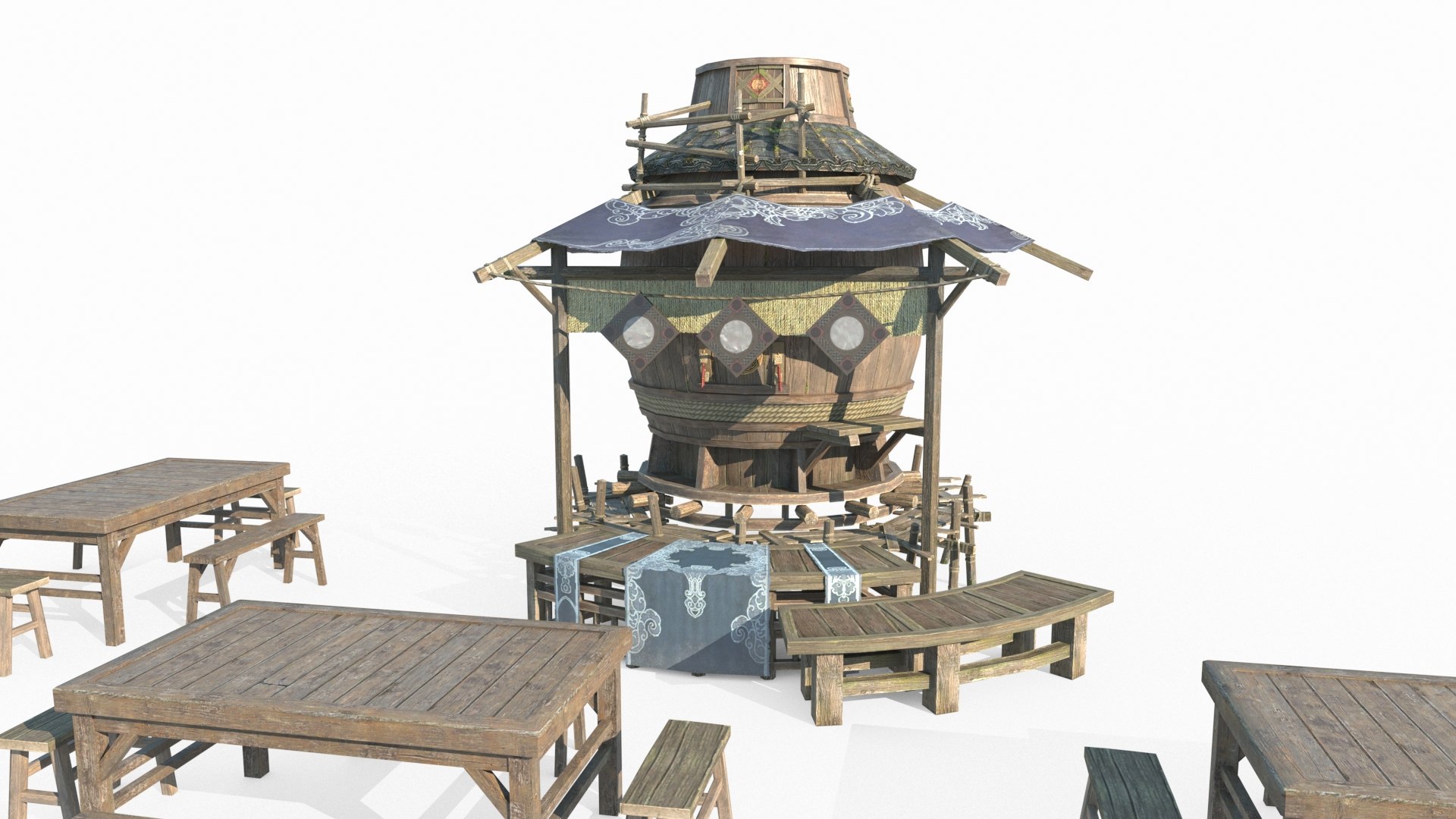Ancient Asian Roadside Restaurant 3D Model - TurboSquid 2072027
