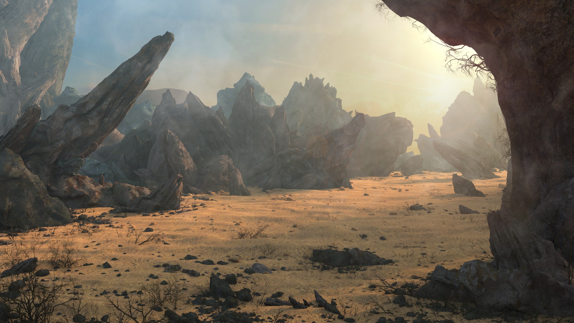 3D Sunset Desert Environment Model - TurboSquid 2108350