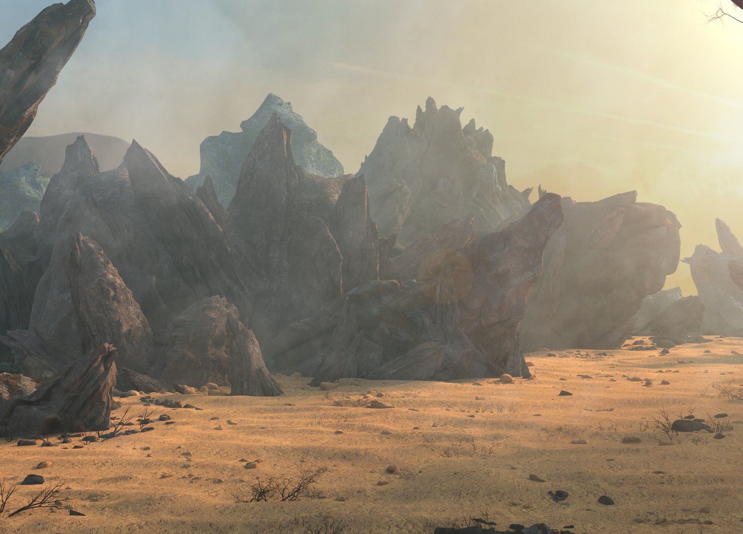 3D Sunset Desert Environment Model - TurboSquid 2108350