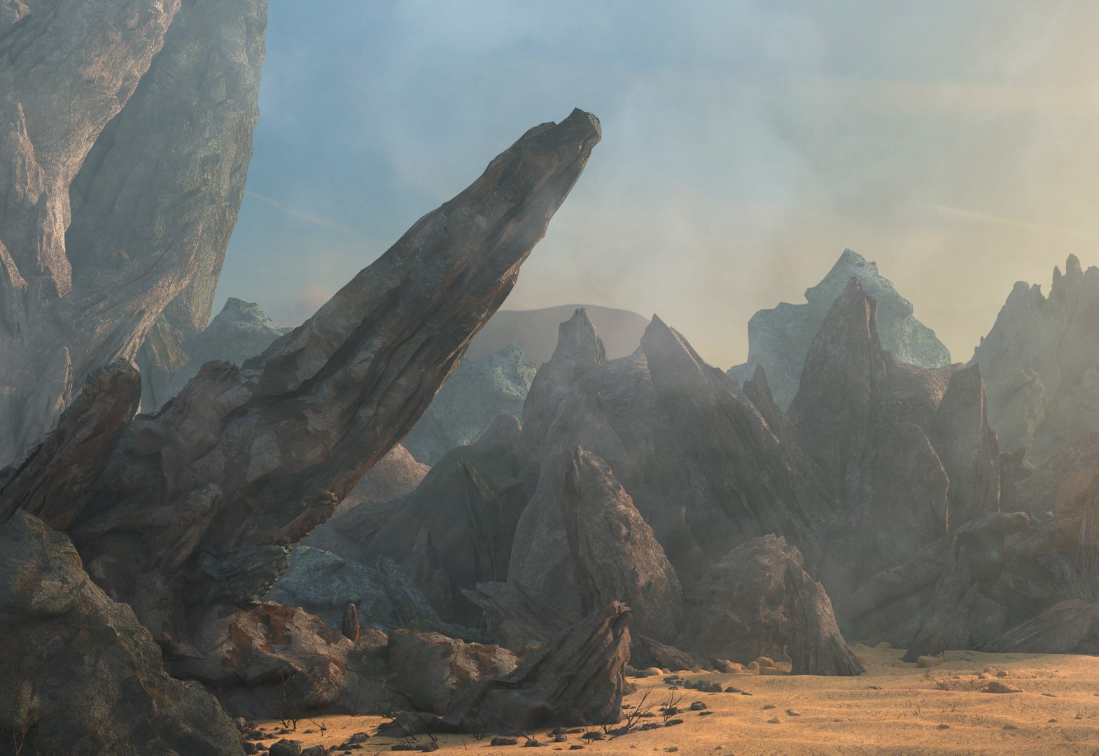 3D Sunset Desert Environment Model - TurboSquid 2108350
