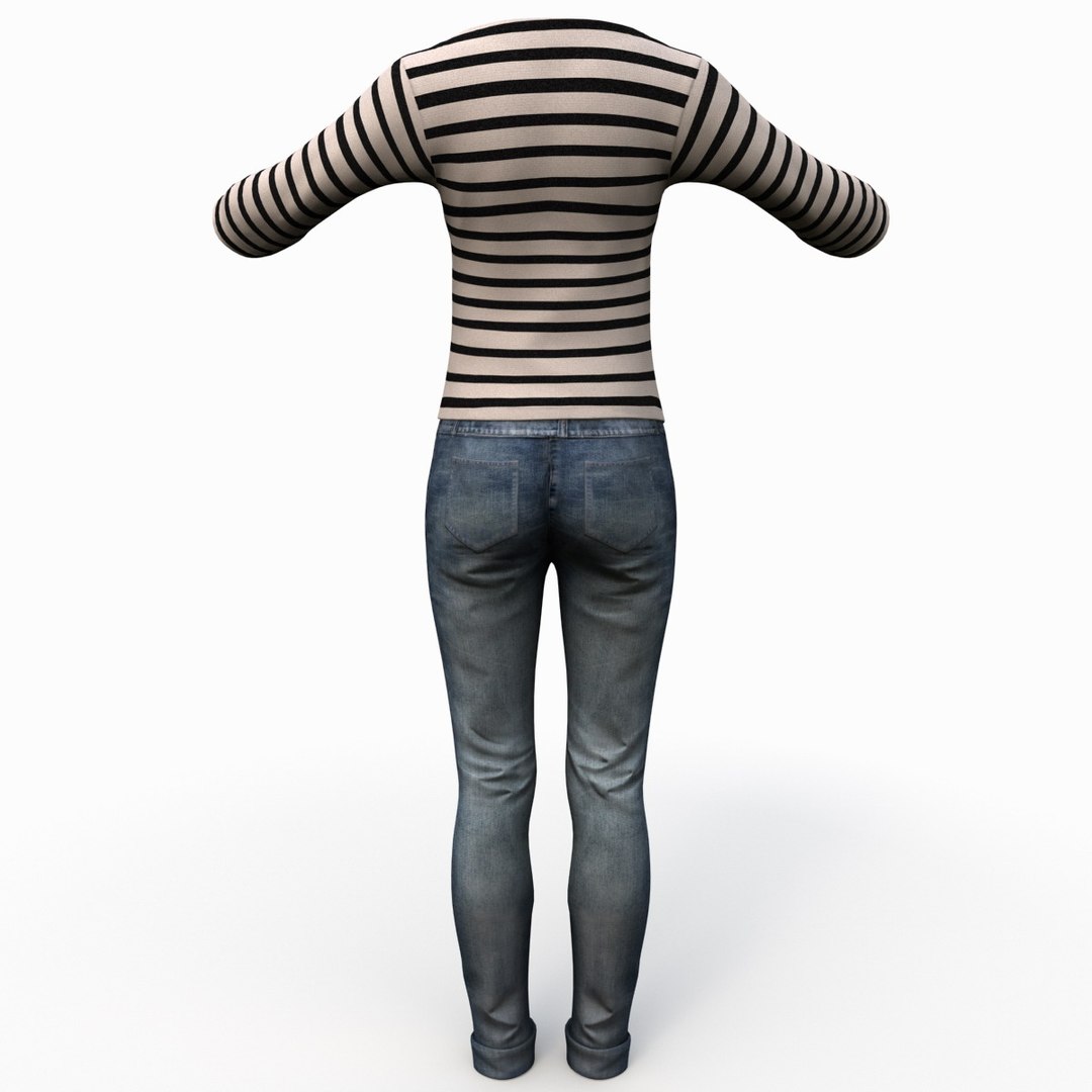 3ds max female casual clothes