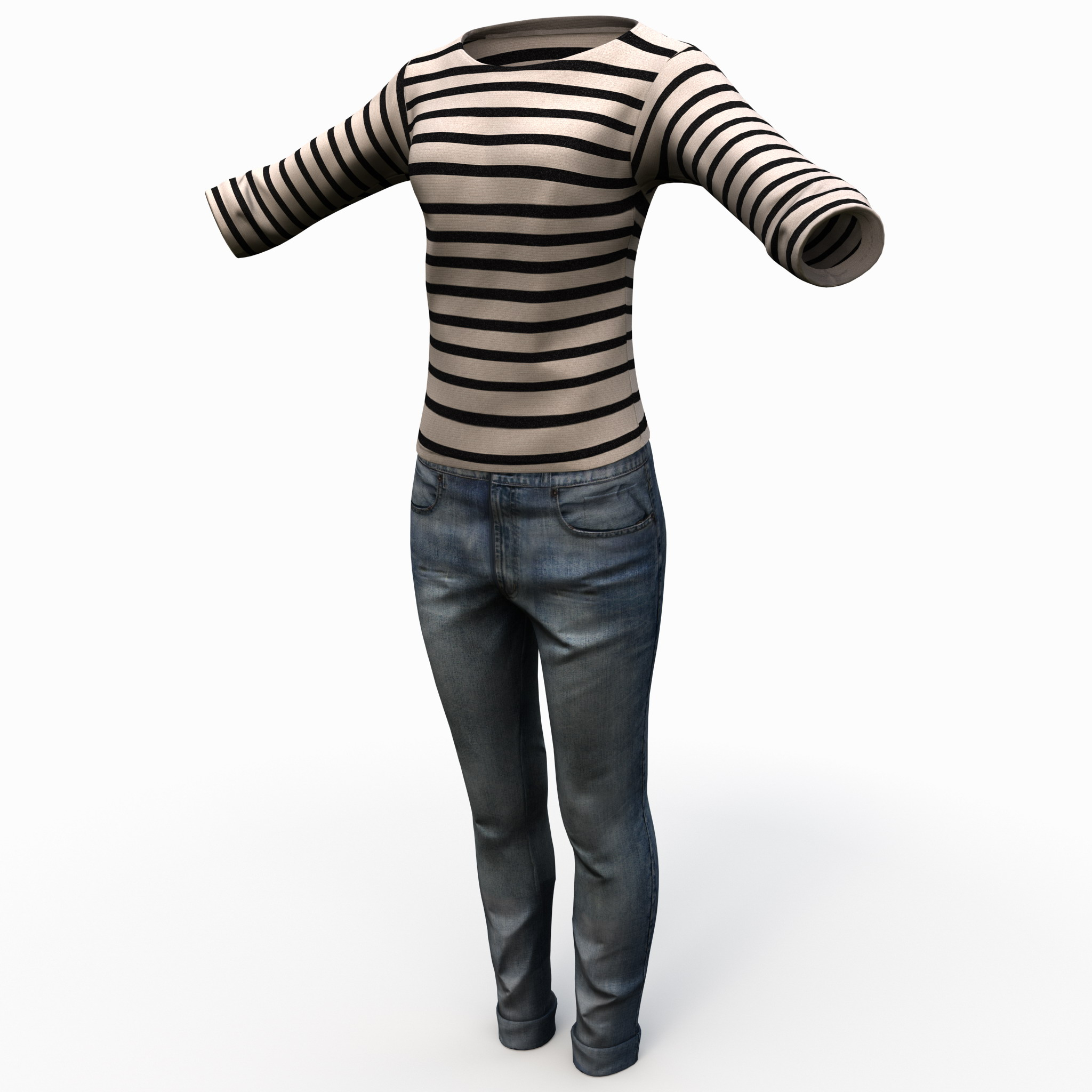 3ds max female casual clothes
