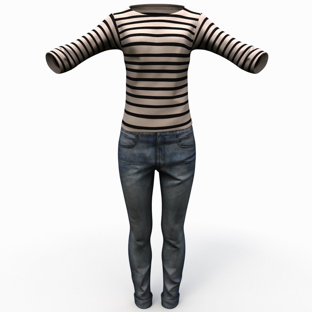 3ds max female casual clothes