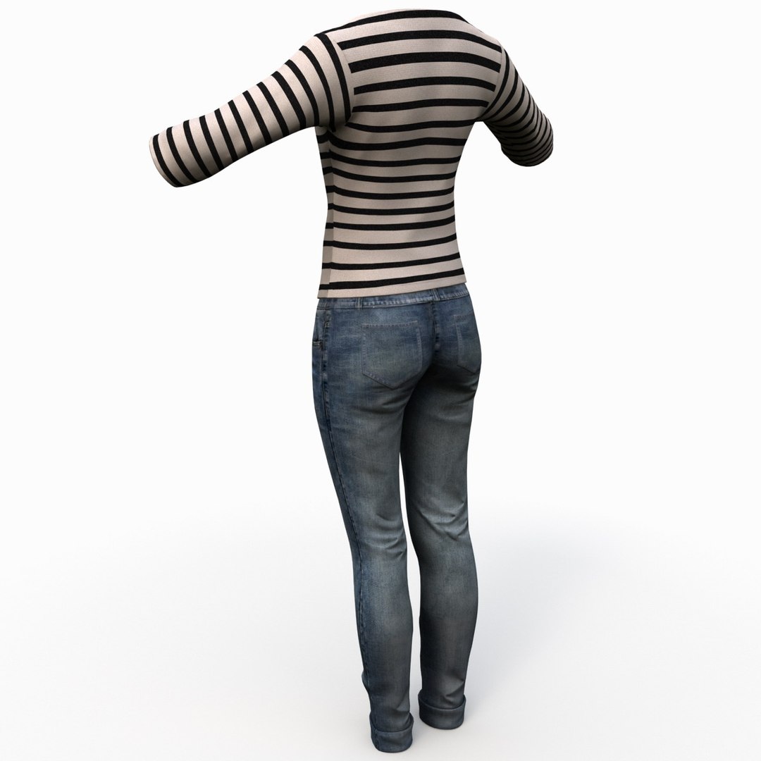 3ds max female casual clothes