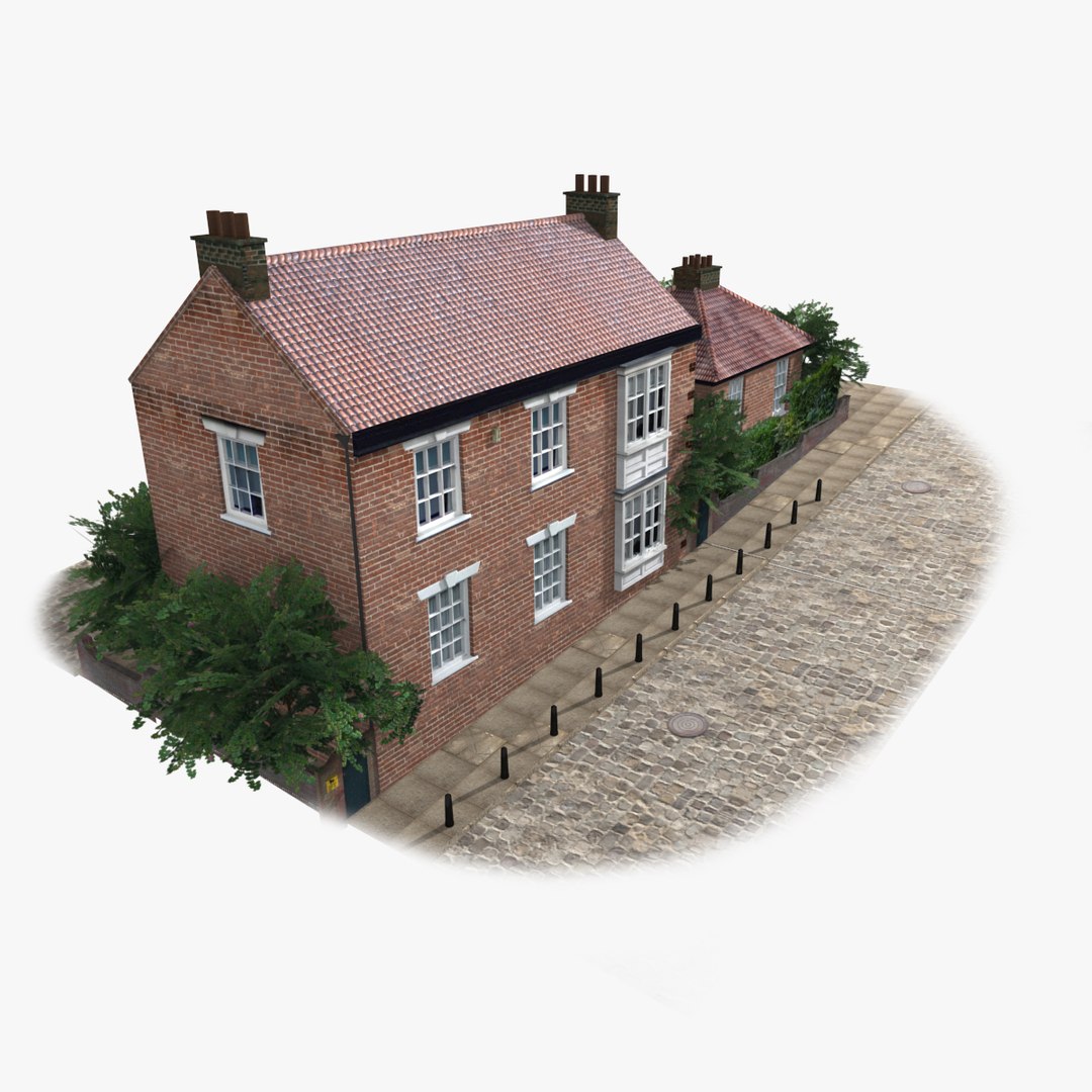 Photorealistic Brick House 3d Model