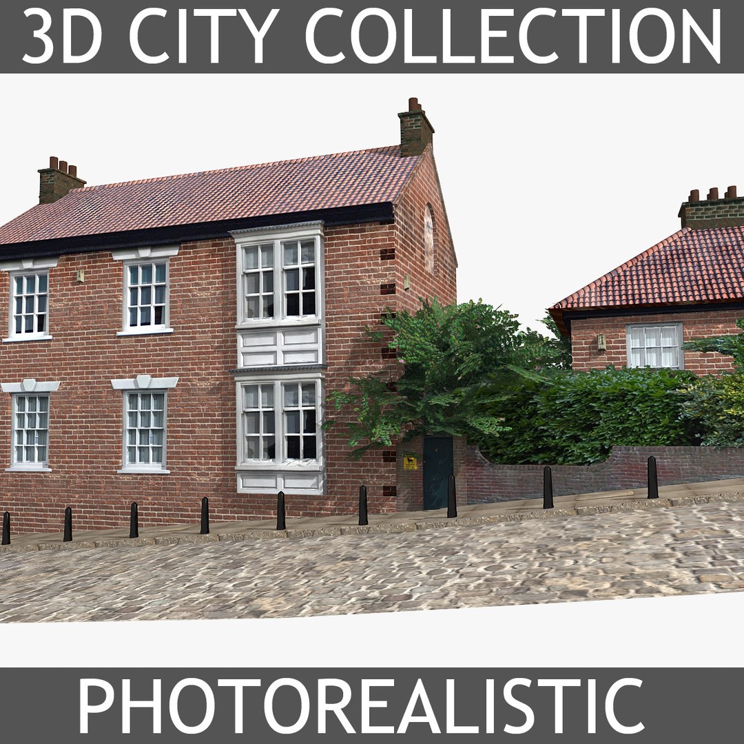 Photorealistic Brick House 3d Model