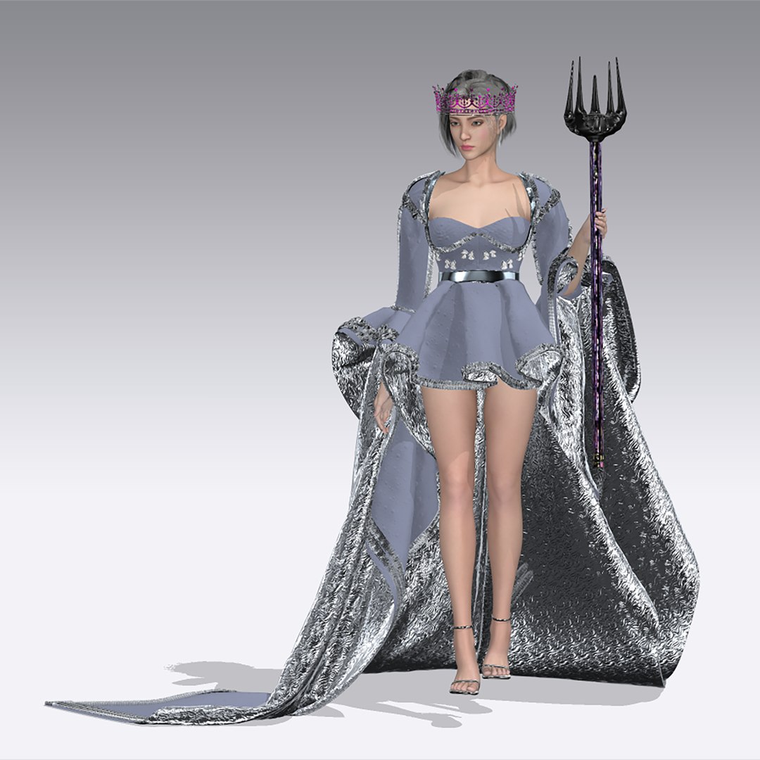 3D Queen With Silver Dress 3D Model - TurboSquid 2282839