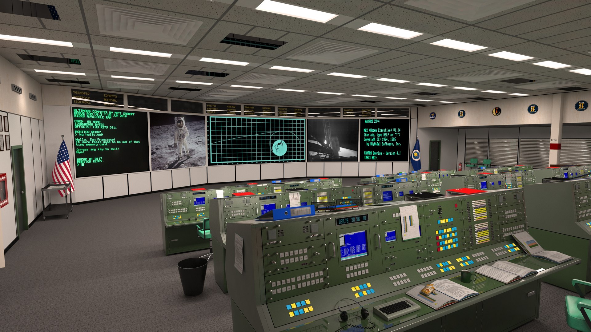 Apollo Mission Control Room Houston NASA Texas 3D Model - TurboSquid ...