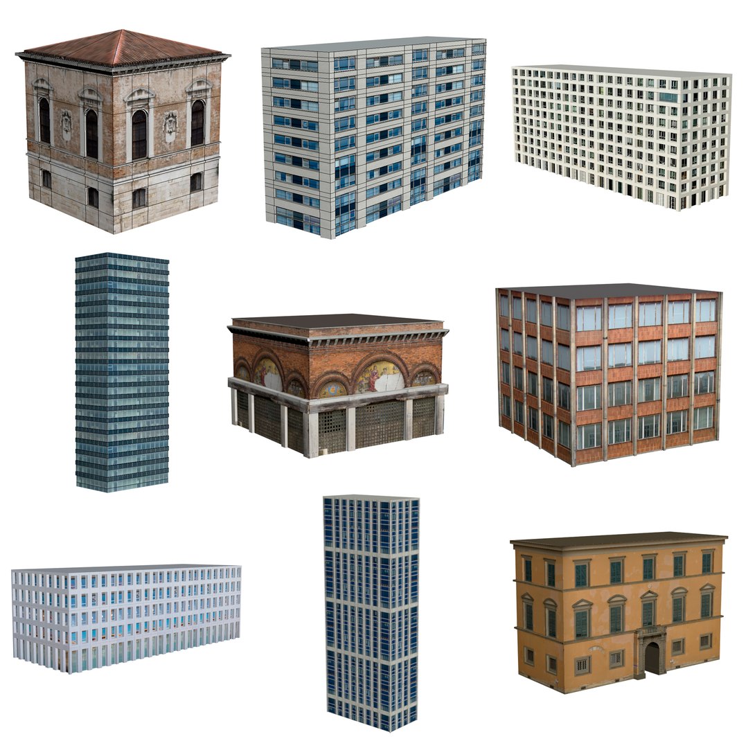 3D Lowpoly Photorealistic City Buildings Low-poly 3D Models ...