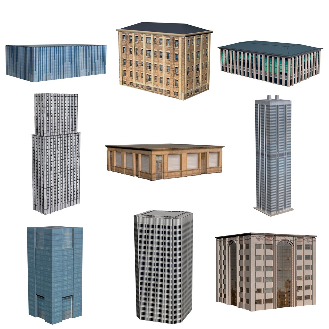 3D Lowpoly Photorealistic City Buildings Low-poly 3D Models ...