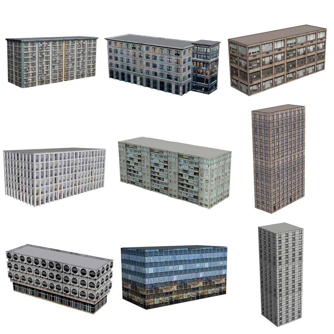 3D Lowpoly Photorealistic City Buildings Low-poly 3D Models ...