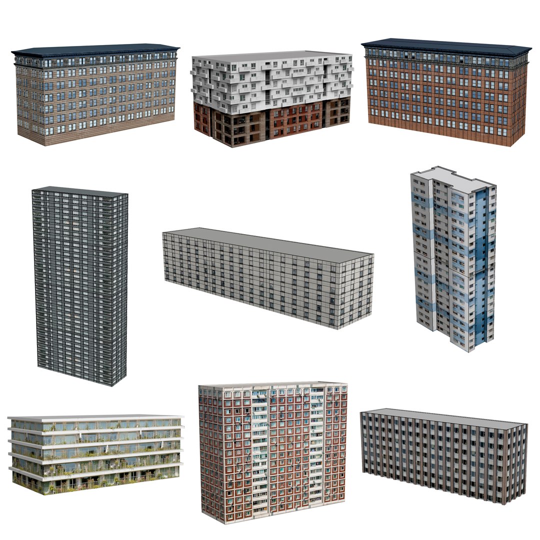 3D Lowpoly Photorealistic City Buildings Low-poly 3D Models ...
