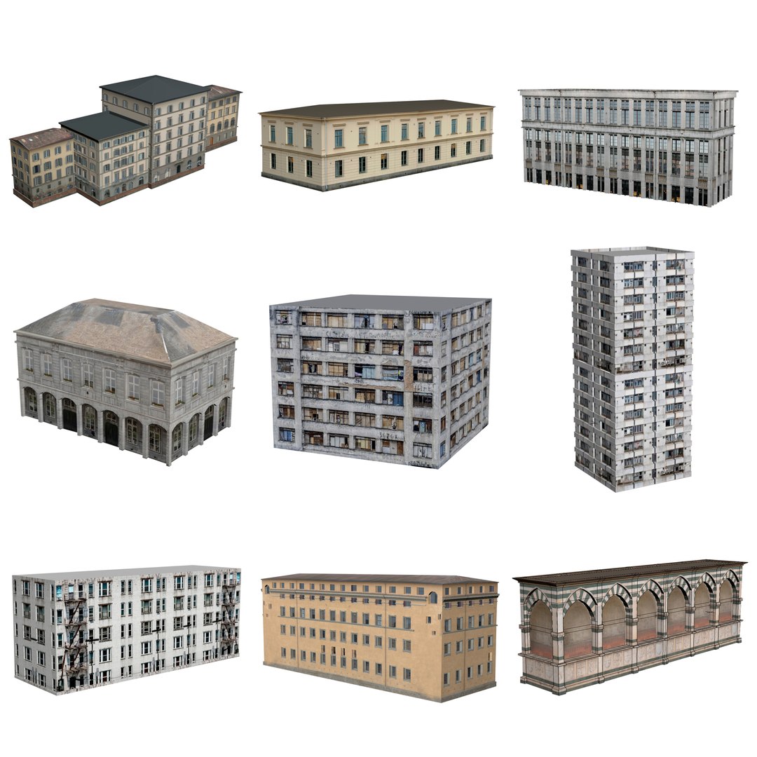 3D Lowpoly Photorealistic City Buildings Low-poly 3D Models ...