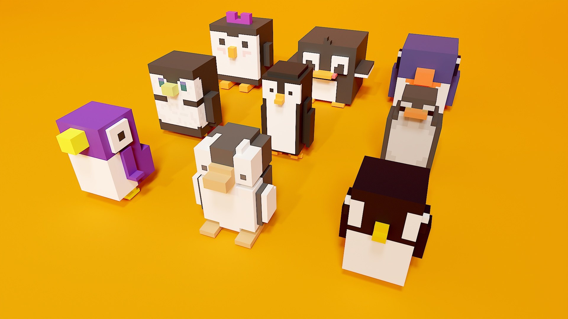 Penguin Voxel Art Pack 3d Model 3D - TurboSquid 2182456