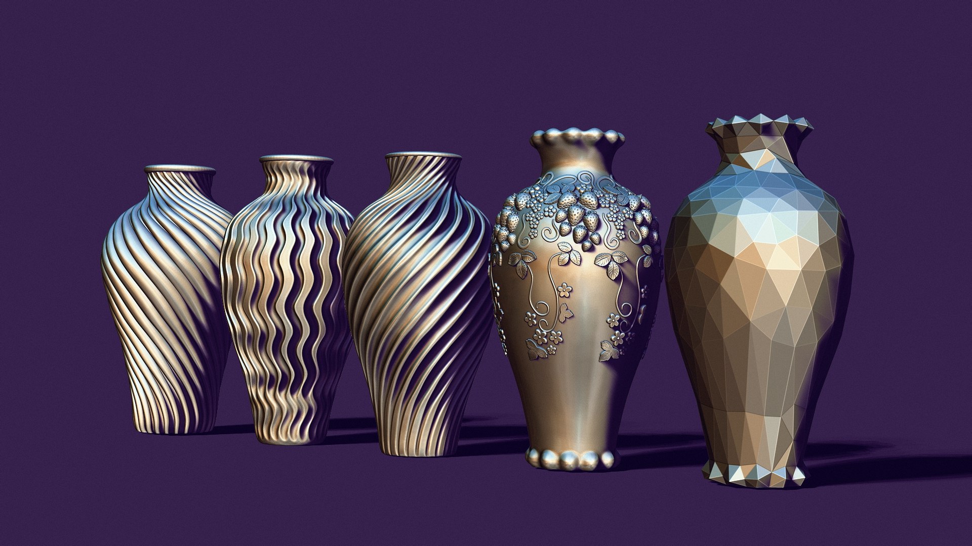 3D model Set of five vases - TurboSquid 2067404