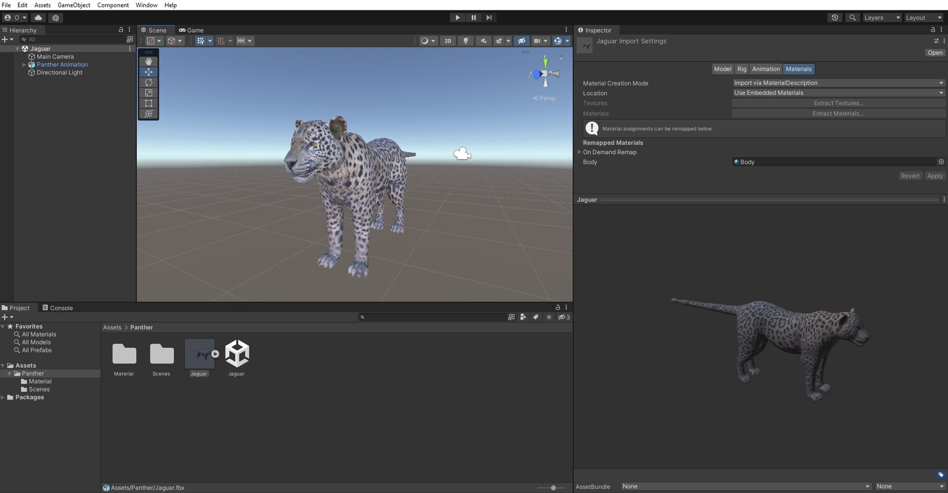 Jaguar V01 Rigged And Animation In Blender Unity Model - TurboSquid 2097666