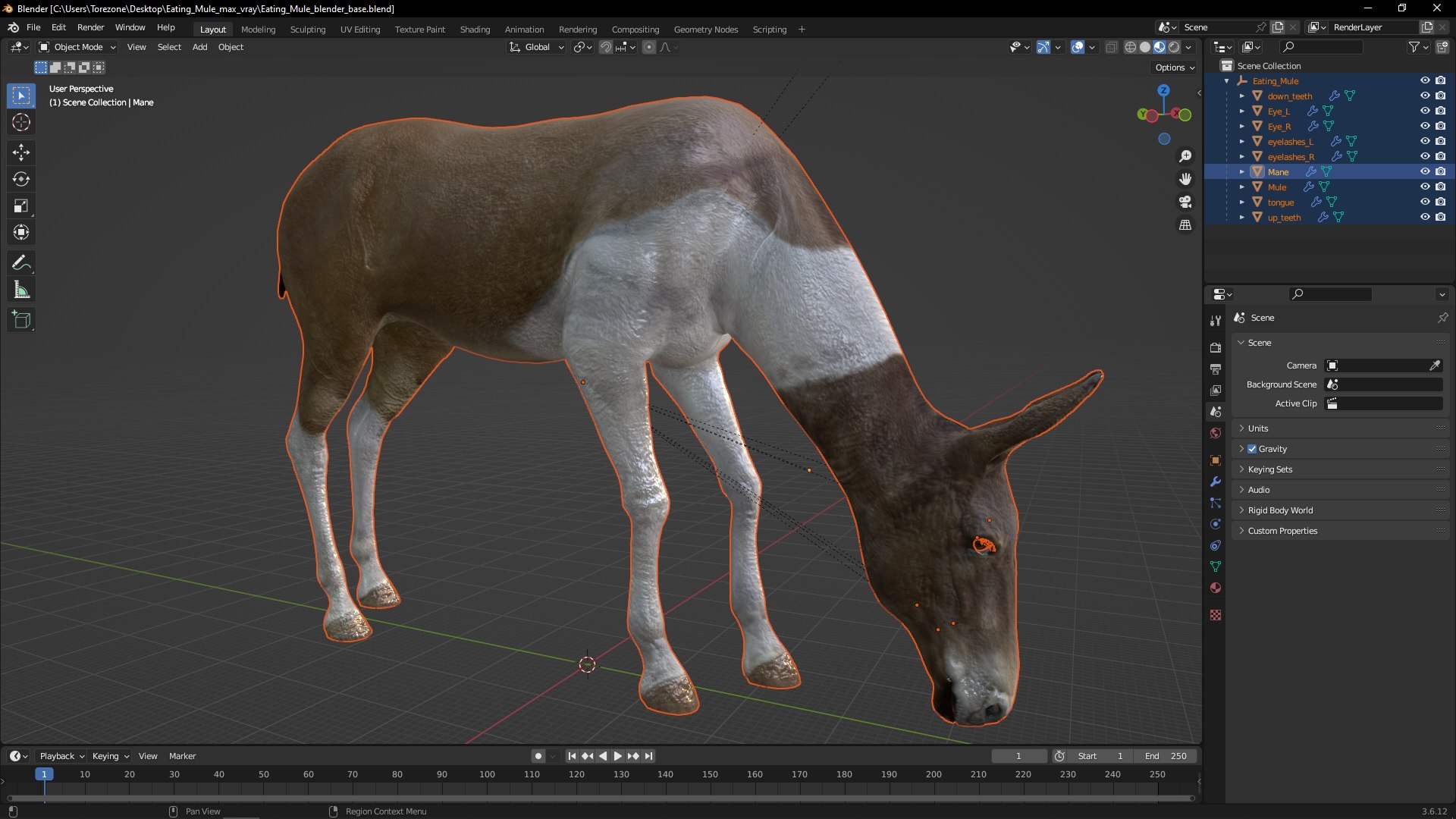 3D Eating Mule Model - TurboSquid 2280229