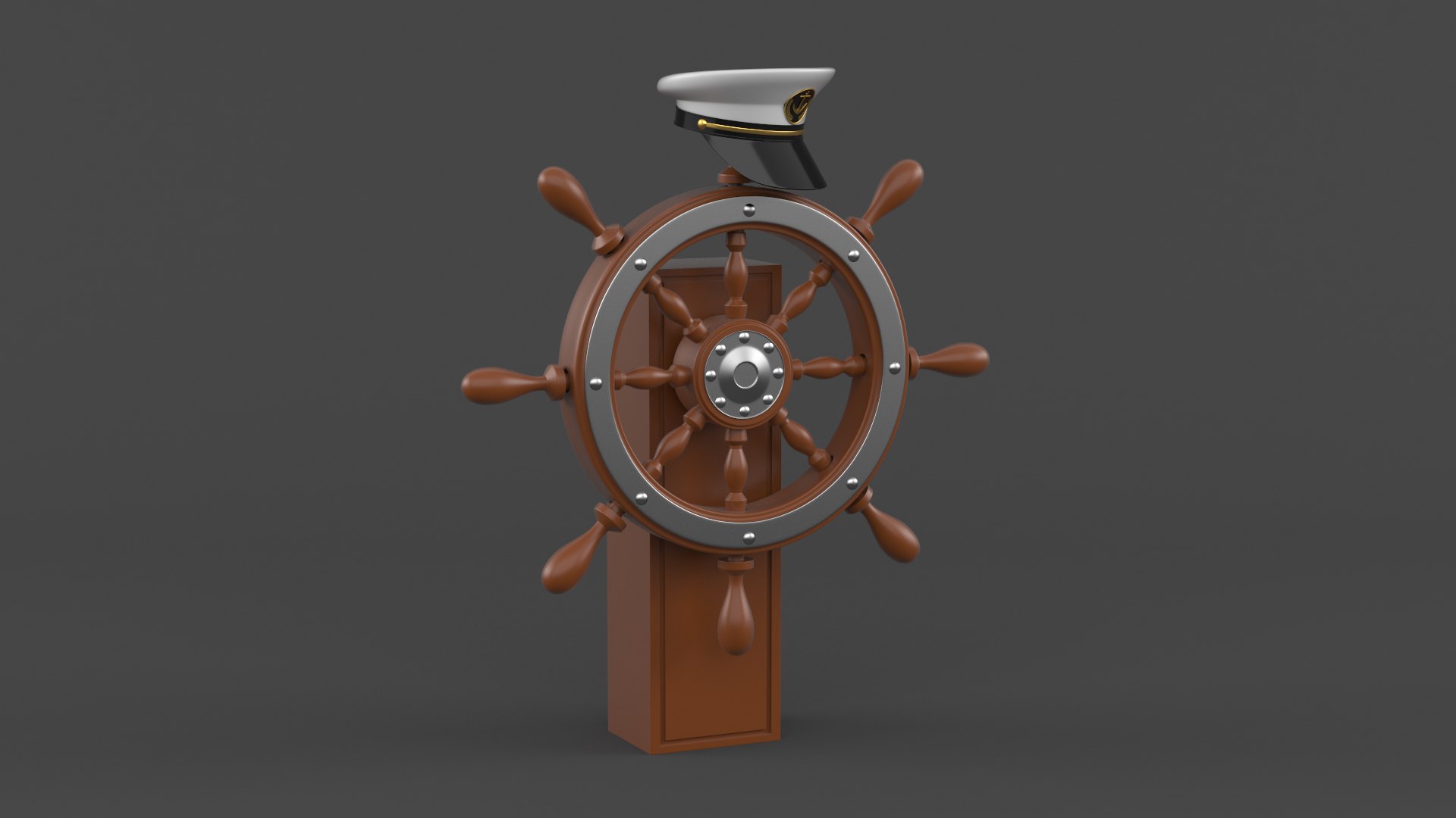 3D Captain Hat And Ship Wheel Model - TurboSquid 1967947
