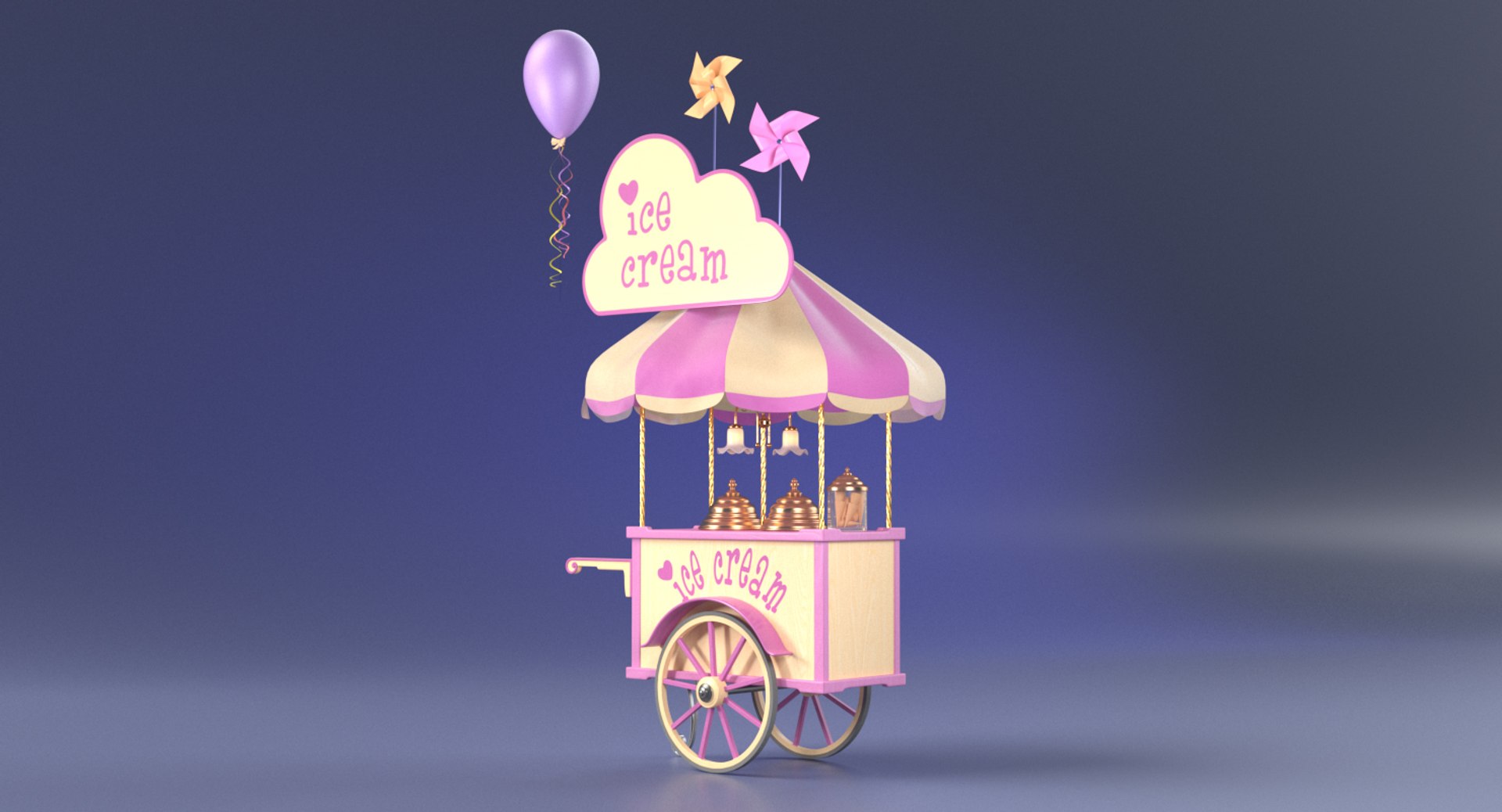 3D Ice Cream Cart Model - TurboSquid 1350969