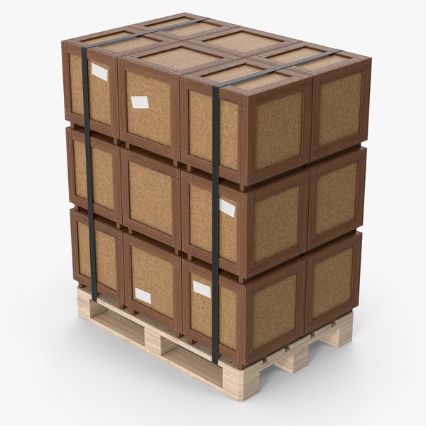 modelo 3d Crate Cargo Boxes On Pallet - TurboSquid 2072317