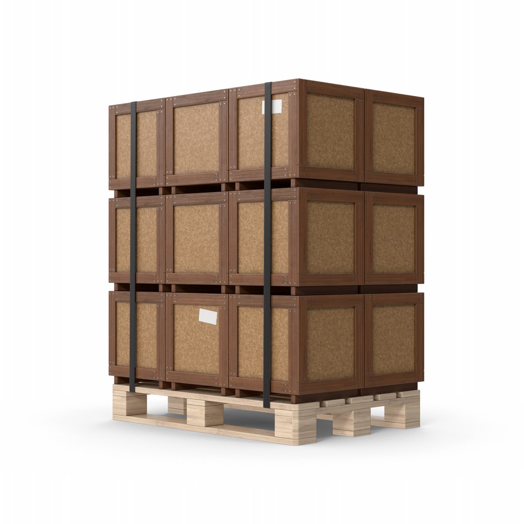 Crate Cargo Boxes On Pallet 3D model - TurboSquid 2072317