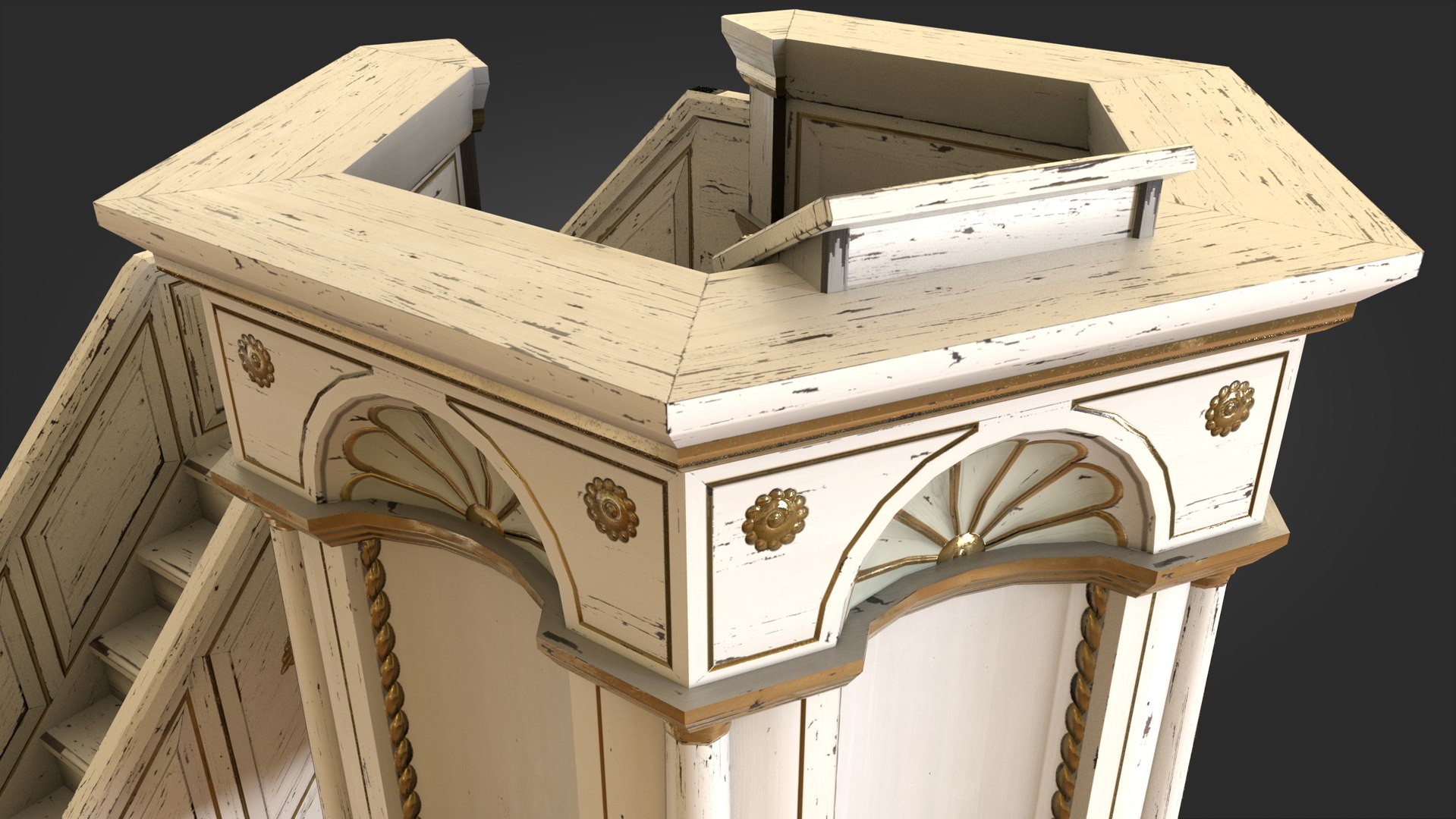 3D Model Medieval Church Pulpit White - PBR - TurboSquid 1817258