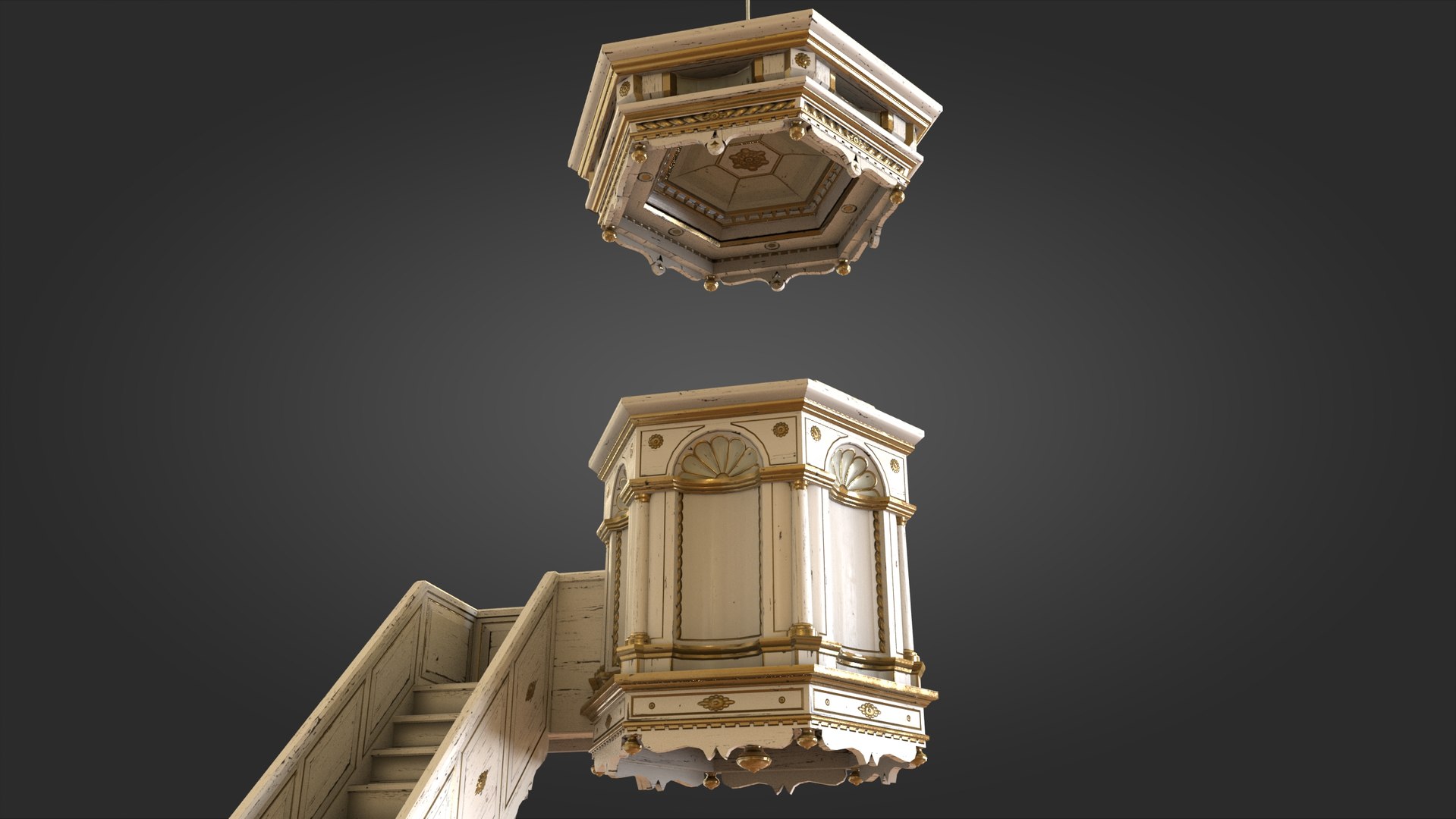 3D Model Medieval Church Pulpit White - PBR - TurboSquid 1817258