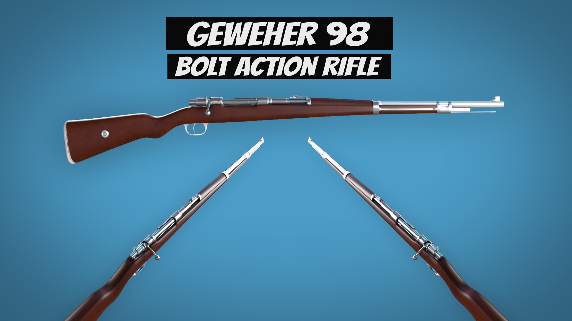 3D Mauser Gewehr 98 Bolt Action Rifle LowPoly Firearm 3D Model Model ...