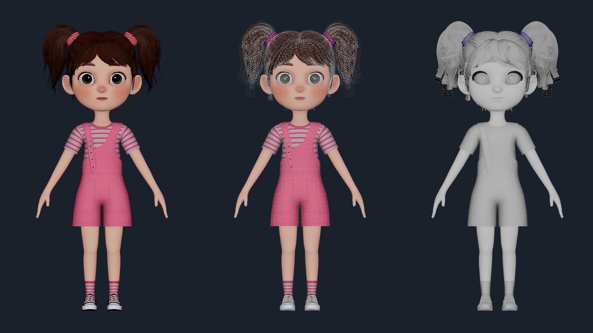 3D Model Cartoon Girl Rigged - TurboSquid 2170754